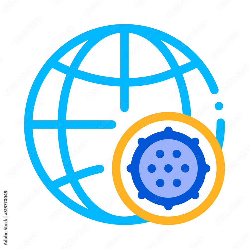 Microscopic Bacterium And Planet Vector Sign Icon Thin Line. Globe ...