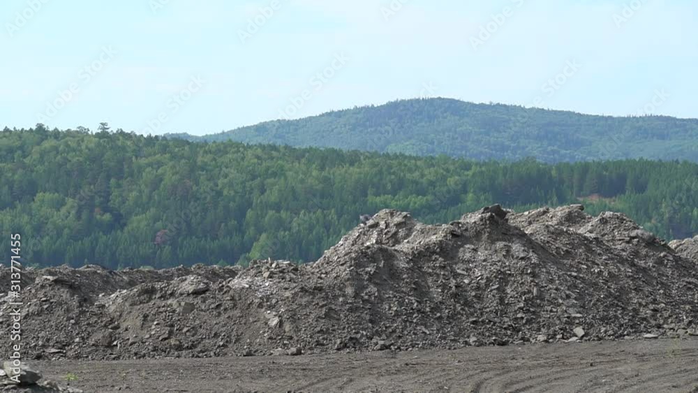 Heaps of ash and slag waste at ash and slag dump of thermal power ...