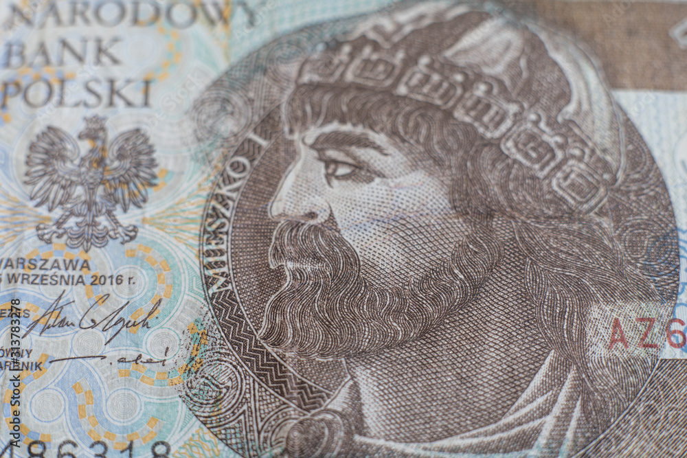 Mieszko I Prince of Poland portrait from polish money 10 Polish zloty ...