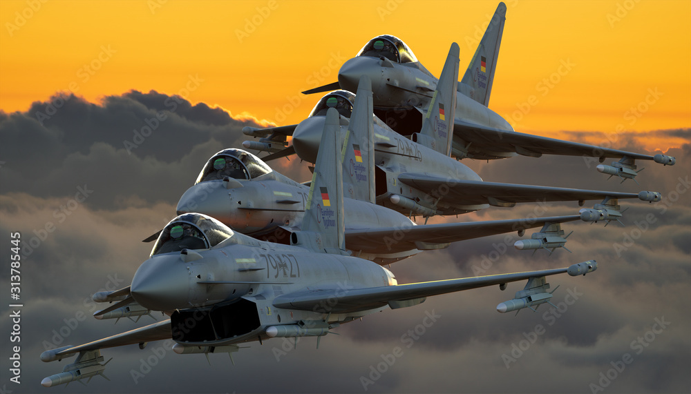 Eurofighter Typhoon German Air Force in combat formation Stock Photo ...
