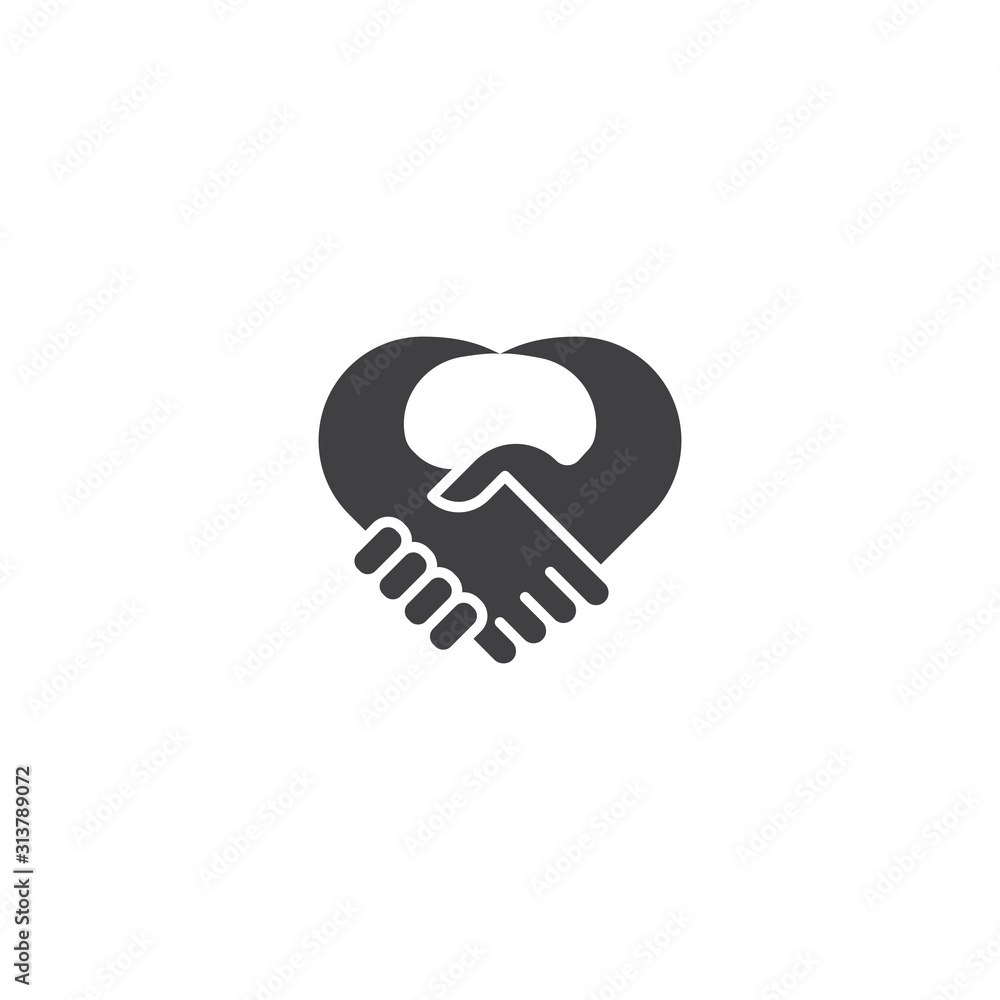 Handshake heart, love deal. Vector logo icon template Stock Vector ...