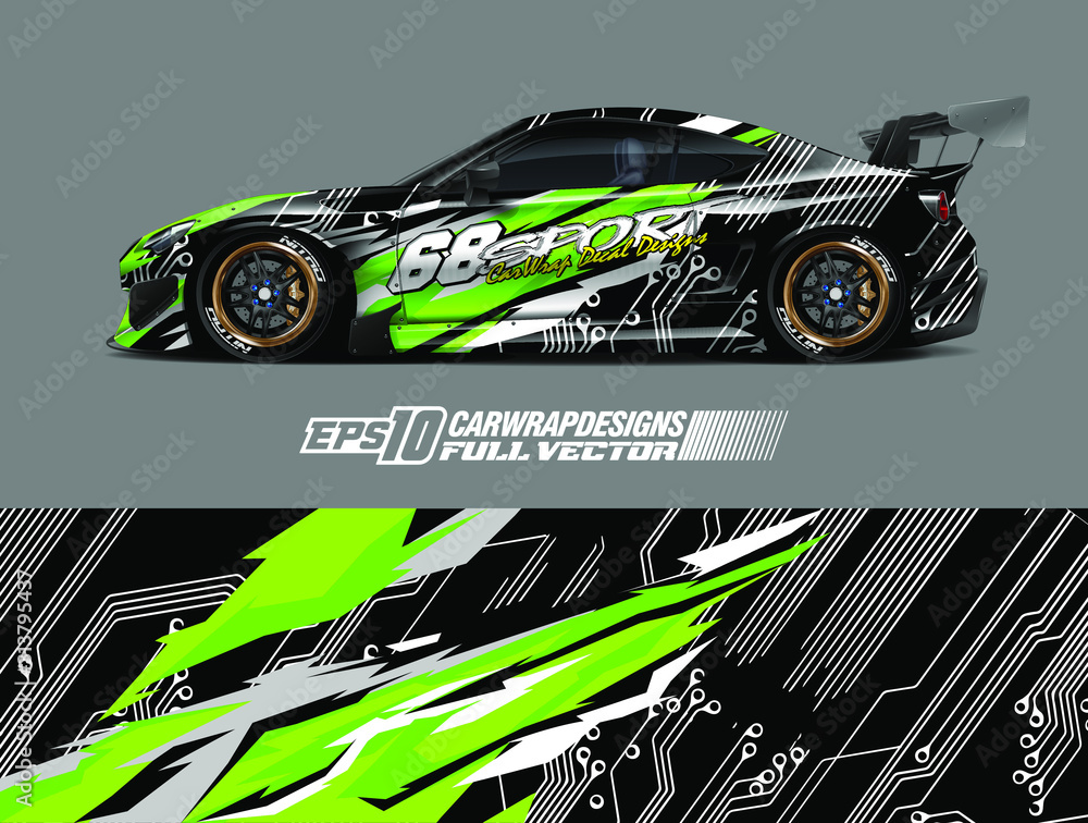 Vehicle wrap design vector. Graphic abstract stripe racing background ...