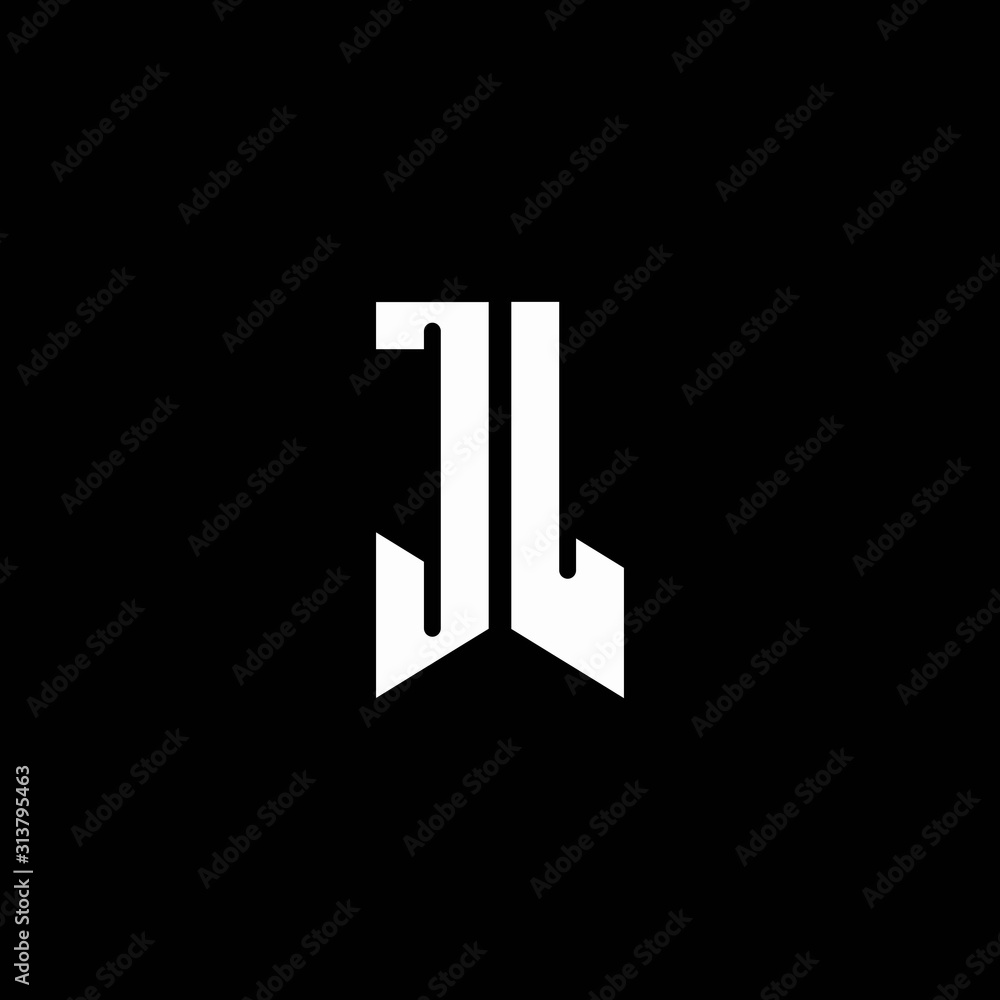 JL logo monogram with emblem style isolated on black background Stock ...