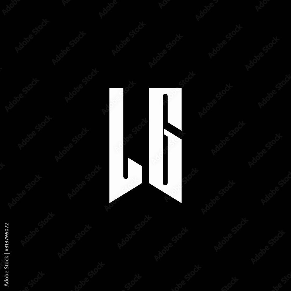 LG logo monogram with emblem style isolated on black background Stock ...