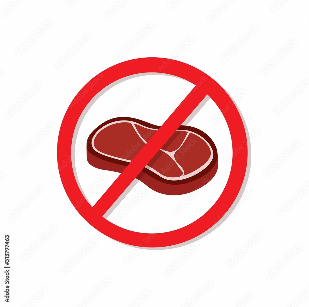 no meat sign symbol icon, vegetarian, beef fresh meat information ...