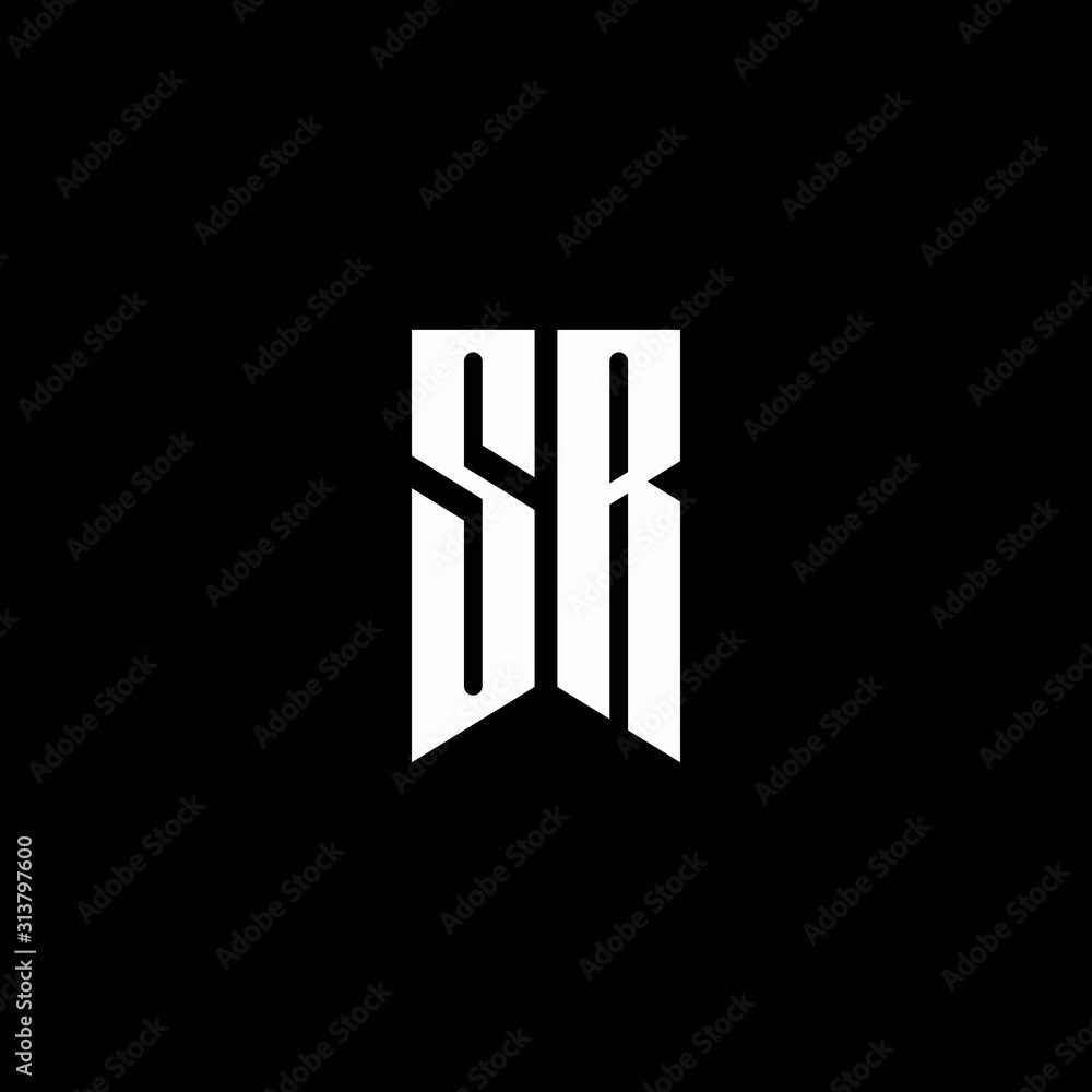 SR logo monogram with emblem style isolated on black background Stock ...