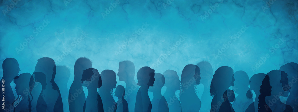 Silhouette profile of multicultural and multiethnic people thinking ...