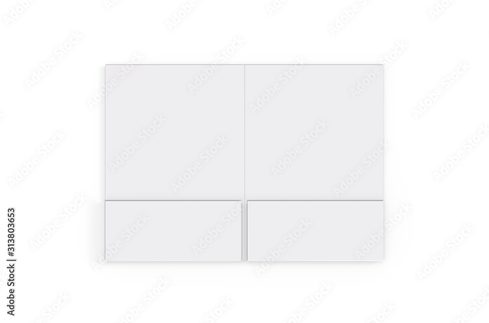 Blank white reinforced pocket folders on isolated white background ...