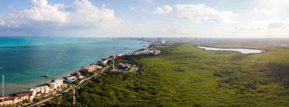 Cancun Mexico, Punta Sam Beach Aerial Stock Photo | Adobe Stock