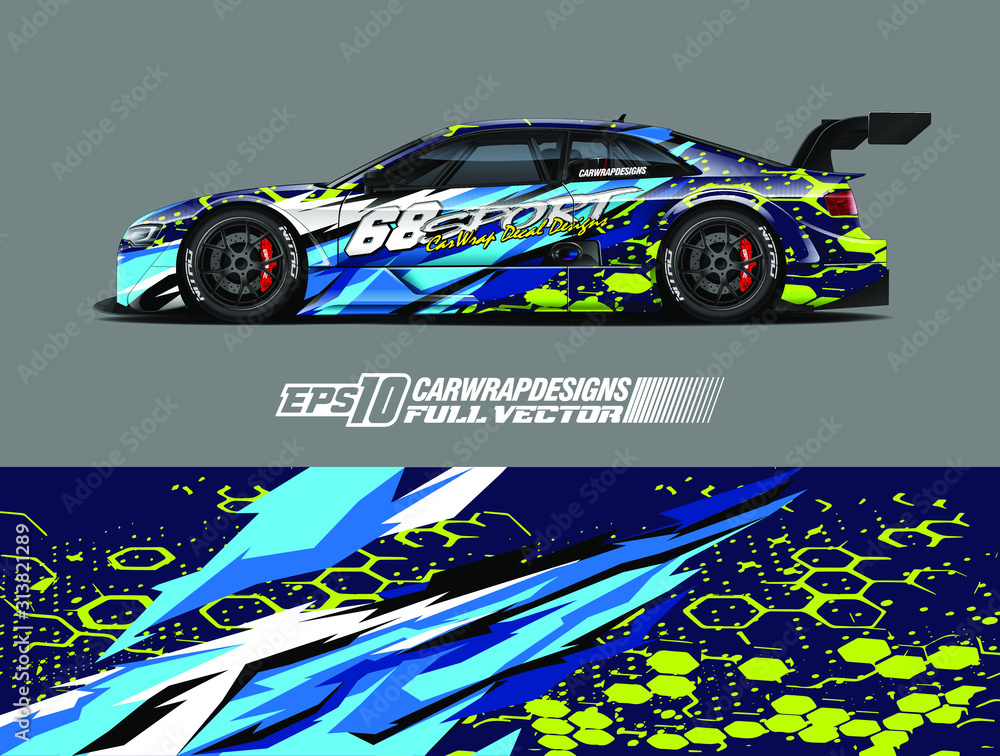 Racing car wrap design vector. Graphic abstract stripe racing ...