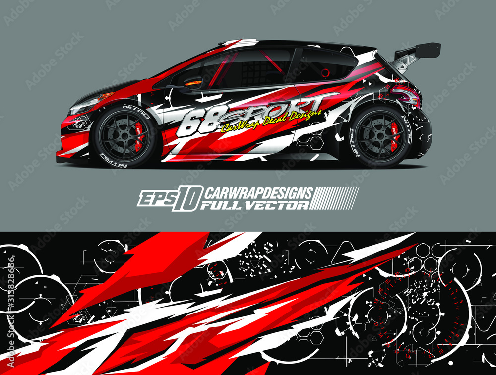 Racing car wrap design vector. Graphic abstract stripe racing ...