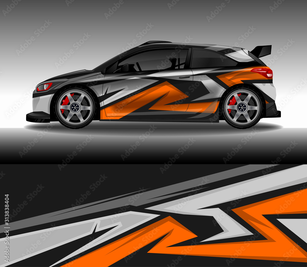 Car wrap decal design vector, custom livery race rally car vehicle ...