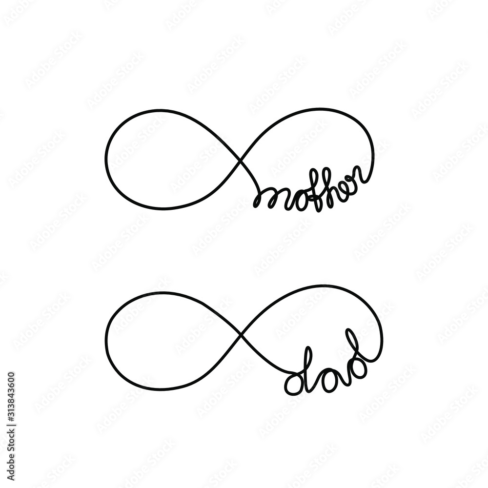 Infinity tattoo, mother, dad, hand written calligraphy lettering text ...