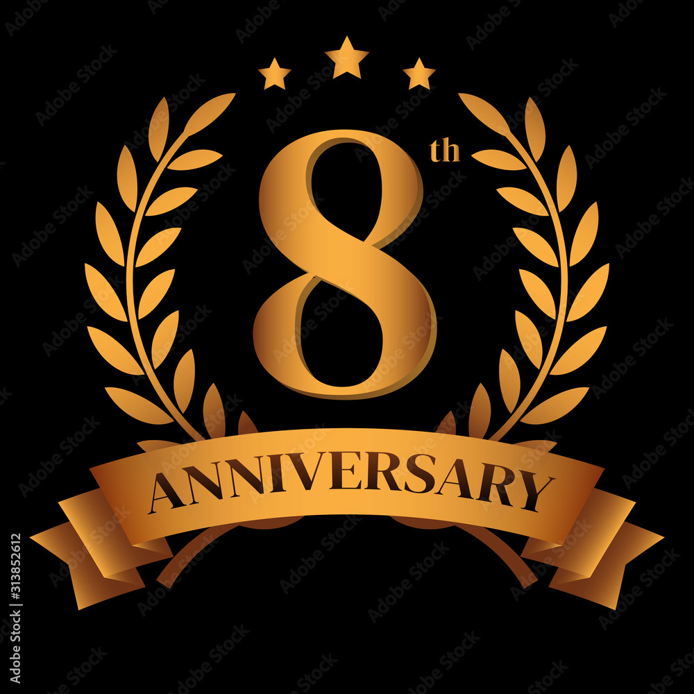 8th golden anniversary logo, Stock Vector | Adobe Stock