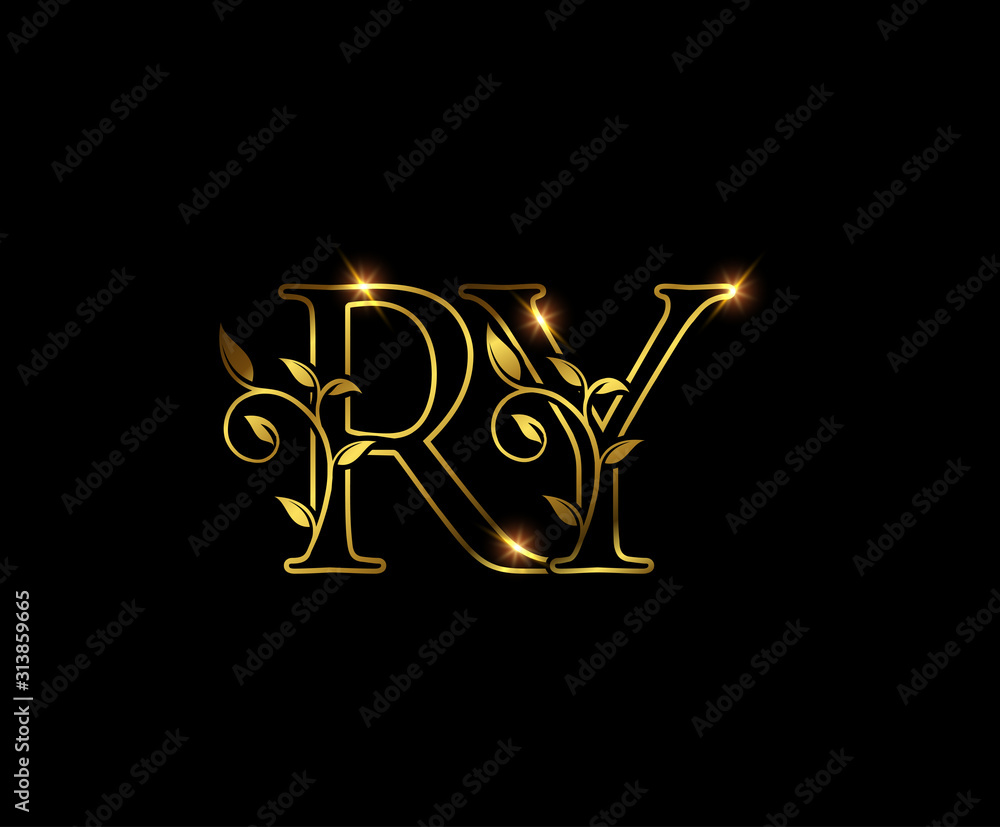 Golden R, Y and RY Letter Luxury Logo Icon Stock Vector | Adobe Stock