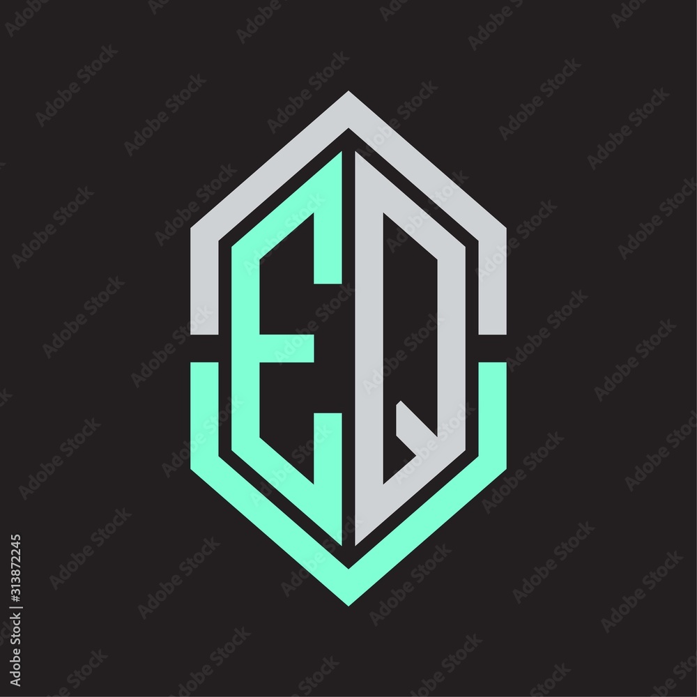 EQ Logo monogram with hexagon shape and outline slice style Stock ...