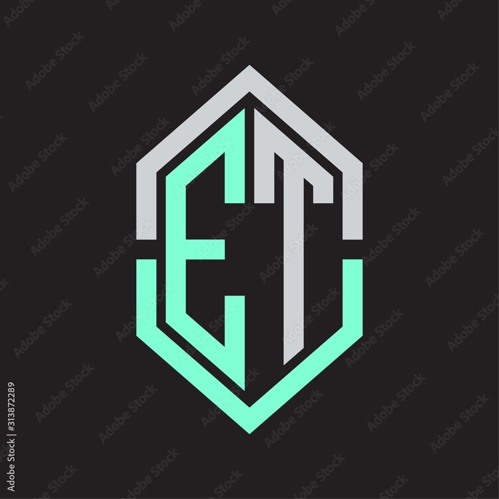ET Logo monogram with hexagon shape and outline slice style Stock ...