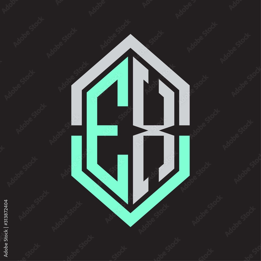 EX Logo monogram with hexagon shape and outline slice style Stock ...