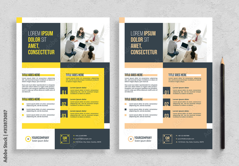Flyer Layout with Colorblock Elements Stock Template | Adobe Stock