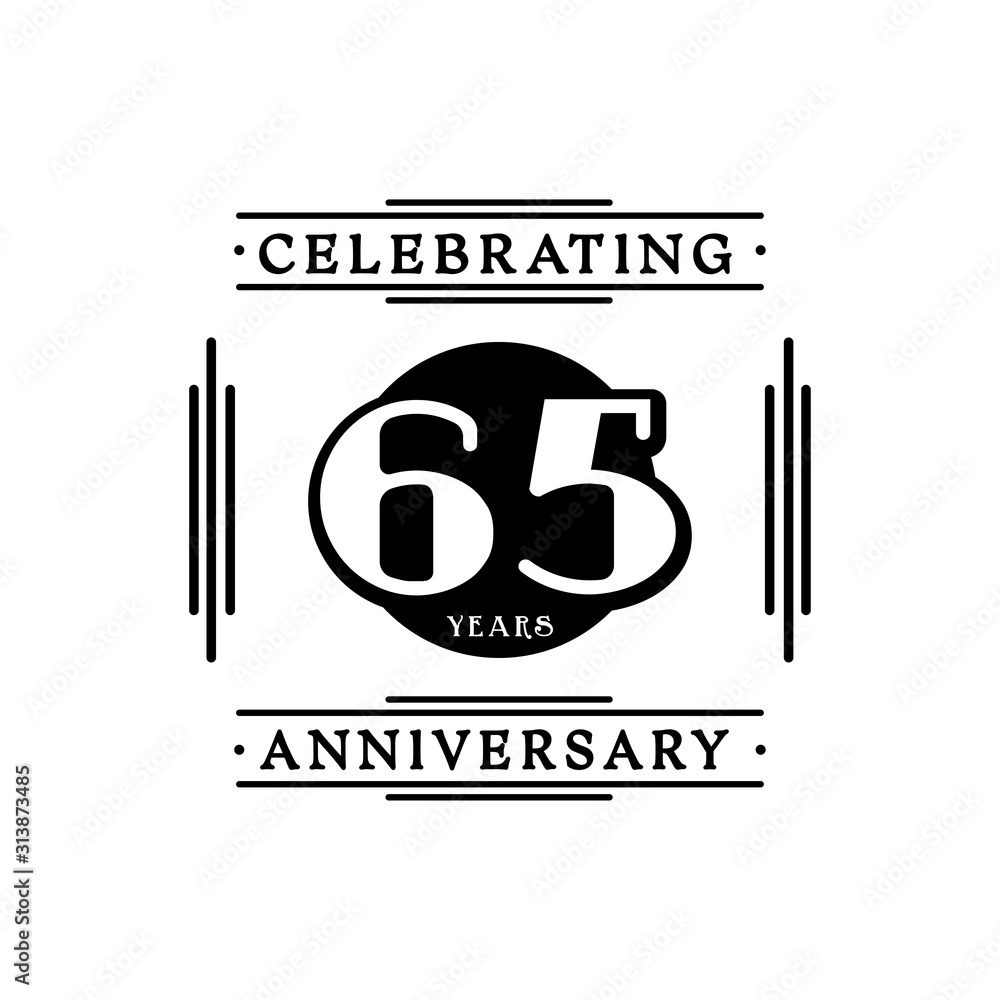 65 years anniversary celebration design template. 65th logo. Vector and ...