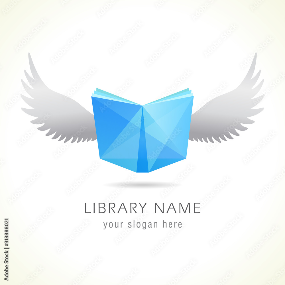Flying book logo. Isolated abstract graphic design template. Stained ...