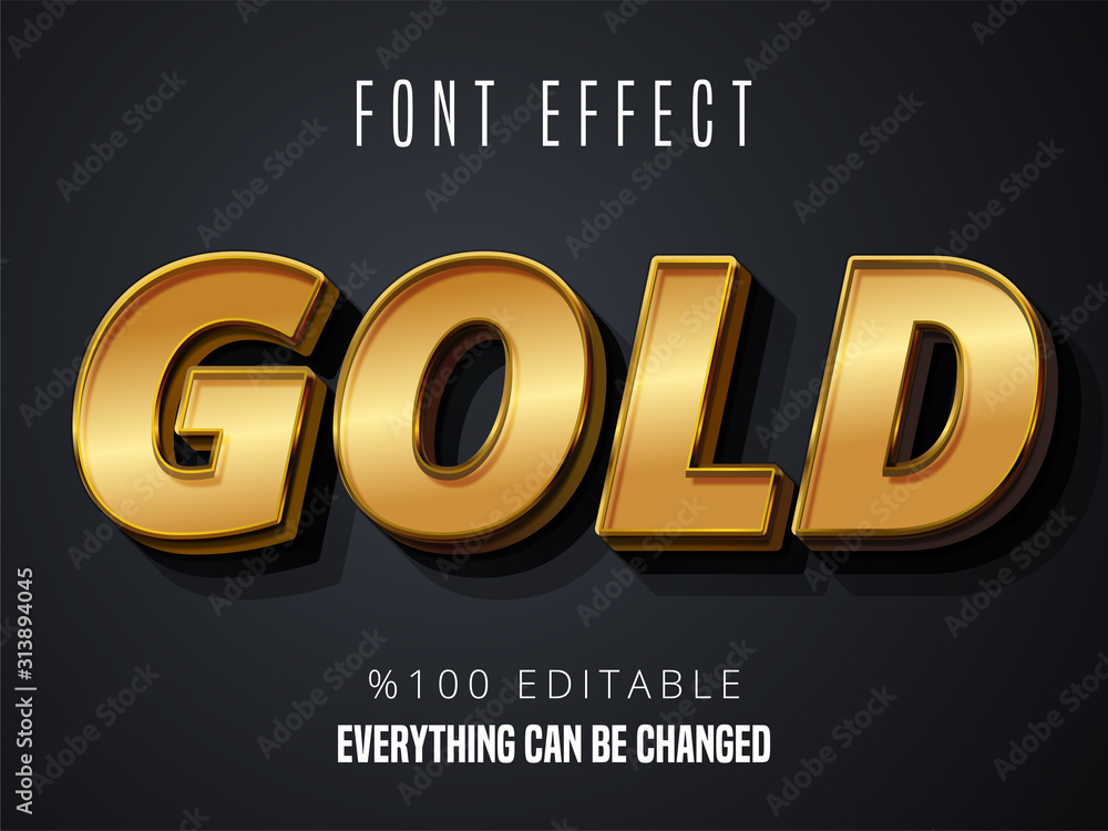 Gold text effect, editable shiny golden font and text style Stock ...