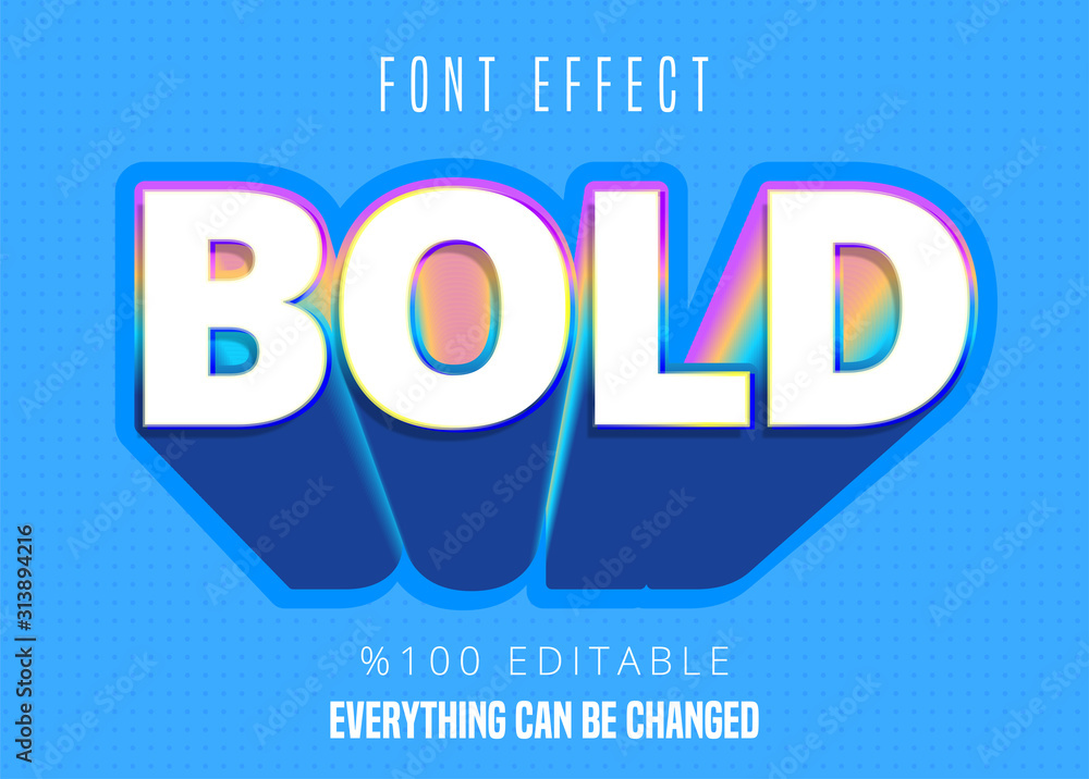 Strong bold colorful editable font effect Stock Vector | Adobe Stock