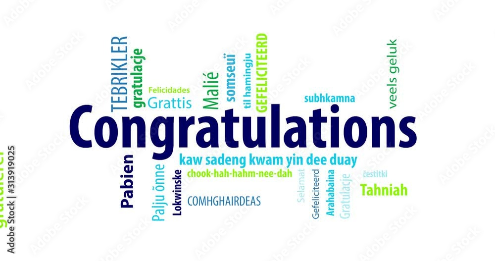 Animated Congratulations Word Cloud on a Blue Background Stock Video ...