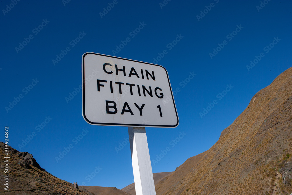 Sign chain fitting bay. Crown Range Road. Cardrona valley road ...