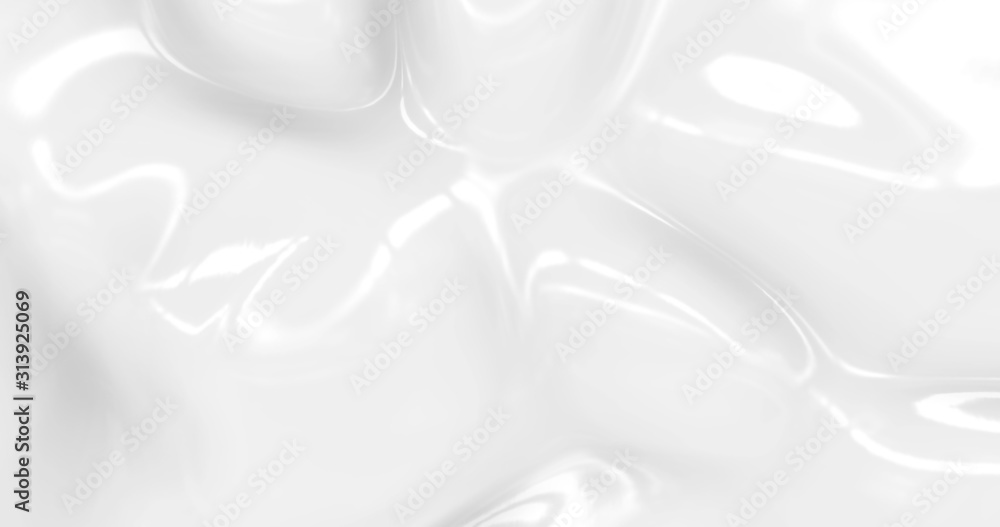 Liquid abstract white background. Smooth glossy texture 3D rendering ...