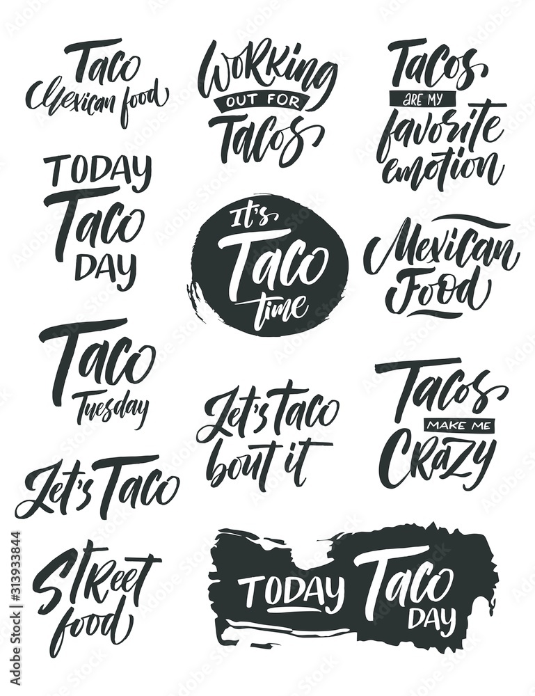 Set Taco. Vector illustration. Promotion sign graphic ptint ...