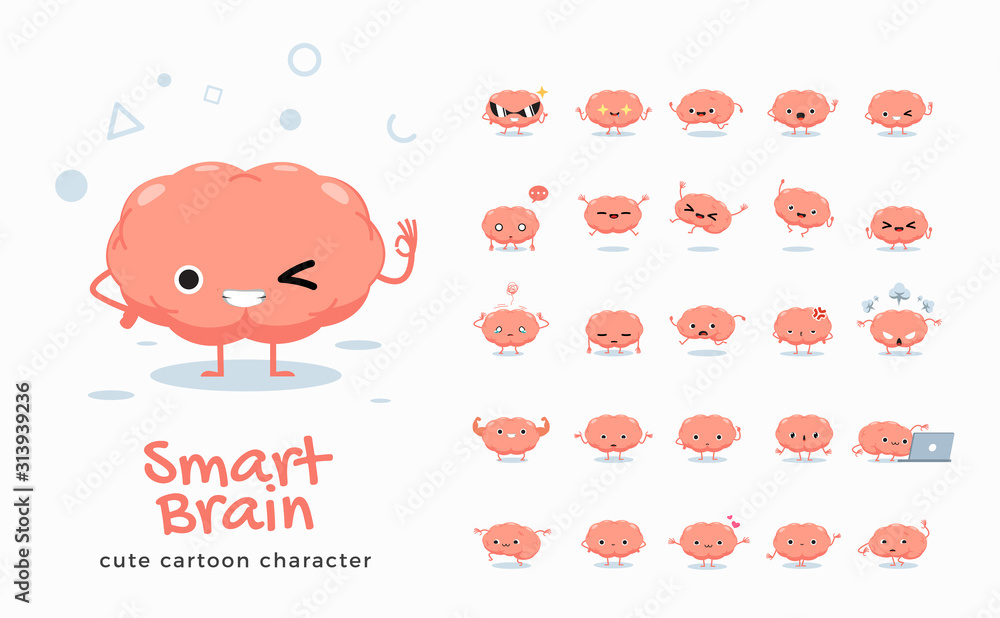 Vector set of cartoon images of Brain. Vector Illustration. Stock ...