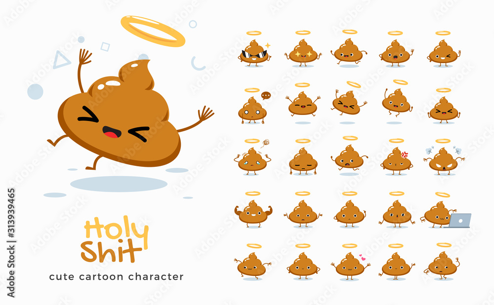 Vector set of cartoon images of Holy Shit. Vector Illustration. Stock ...