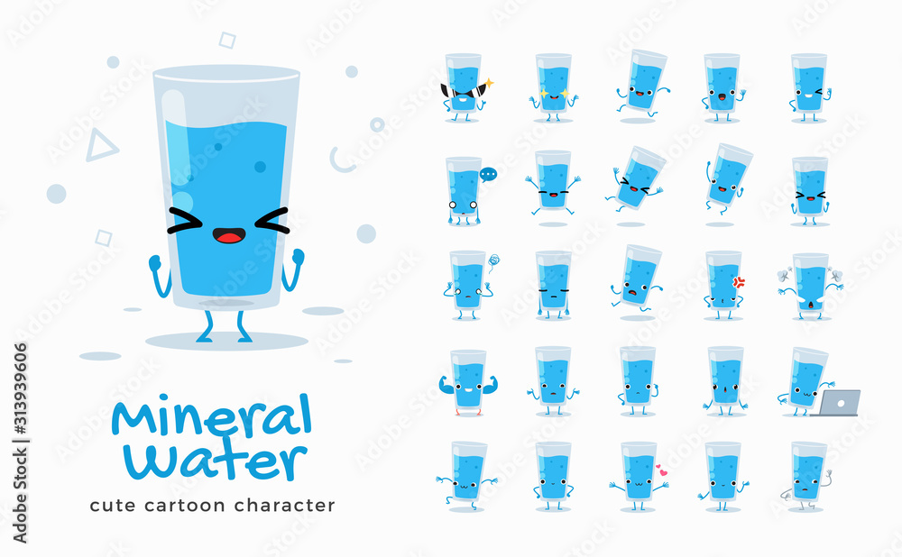 Vector set of cartoon images of Mineral Water. Vector Illustration ...