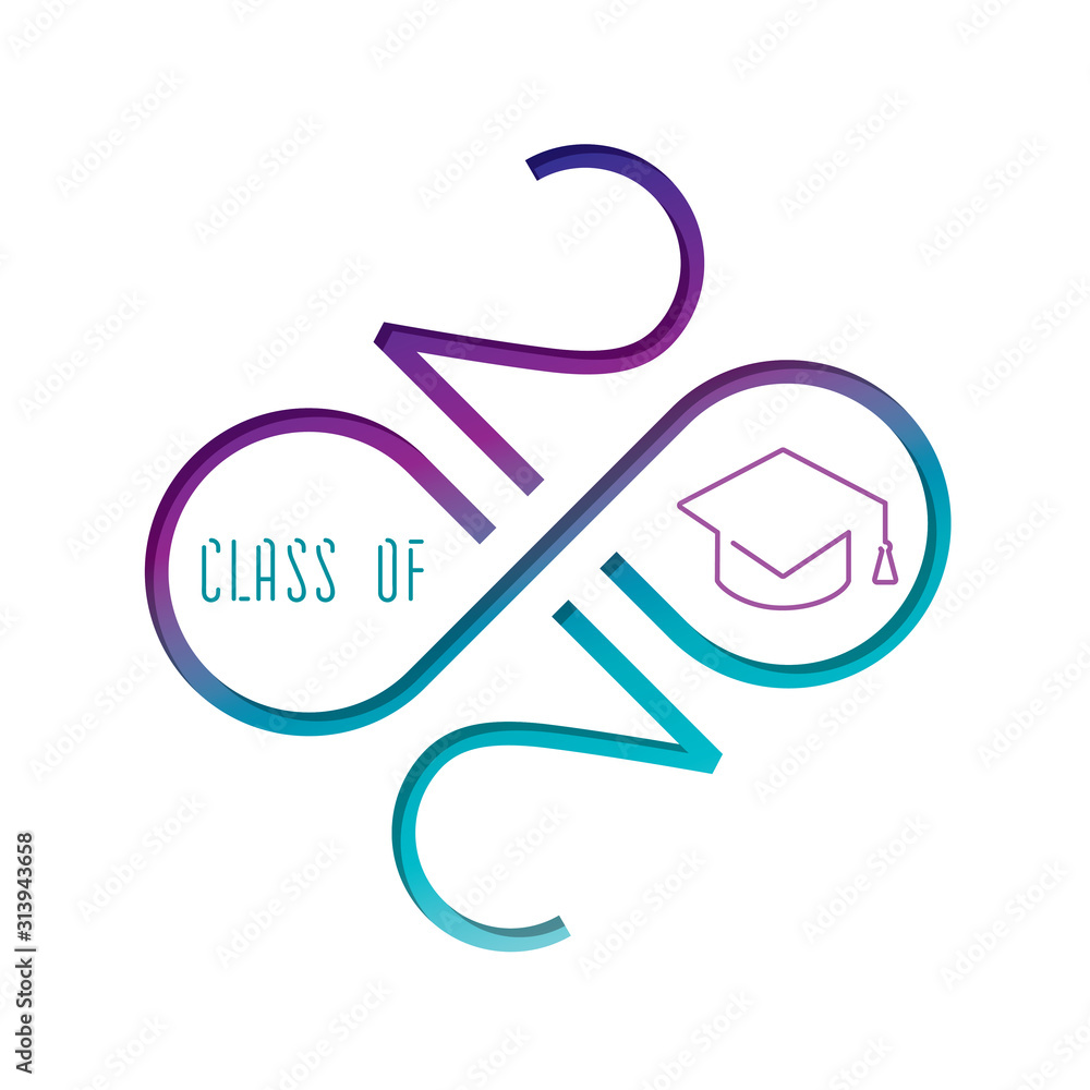 Class of 2020 Cut Numerals Logo with Zeroes Making Mobius Loop Square ...