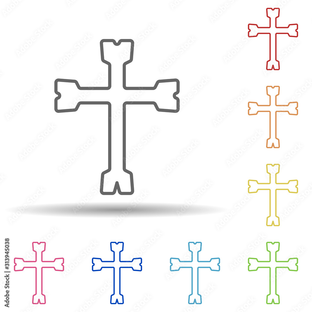 cross, day of the dead, mexico multi color style icon. Simple thin line ...