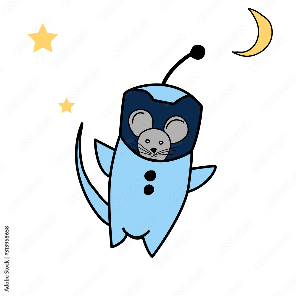 Lovely illustration of a mouse astronaut. Space-themed ideas Stock ...