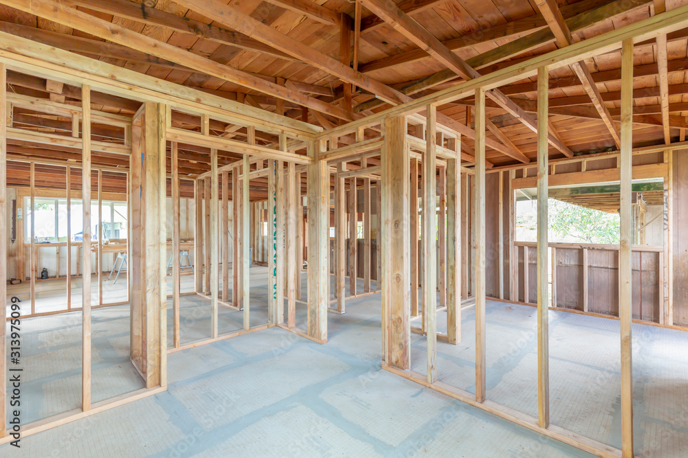 Interior construction home remodel framing project Stock Photo | Adobe ...