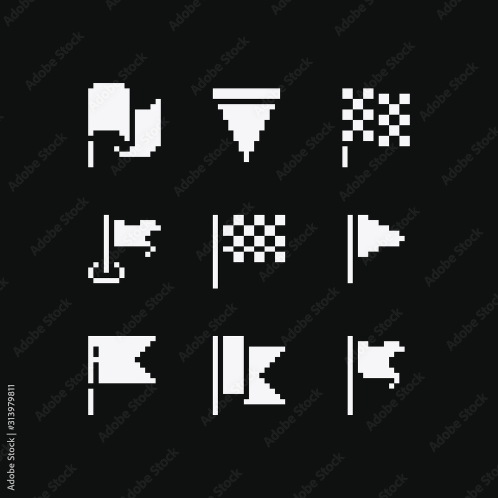 Flag icon. Checkered flags. Pixel art flat style. Design for logo ...