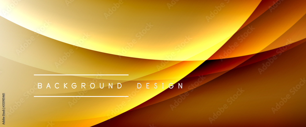 Wave liquid style lines with shadows and light on gradient background ...