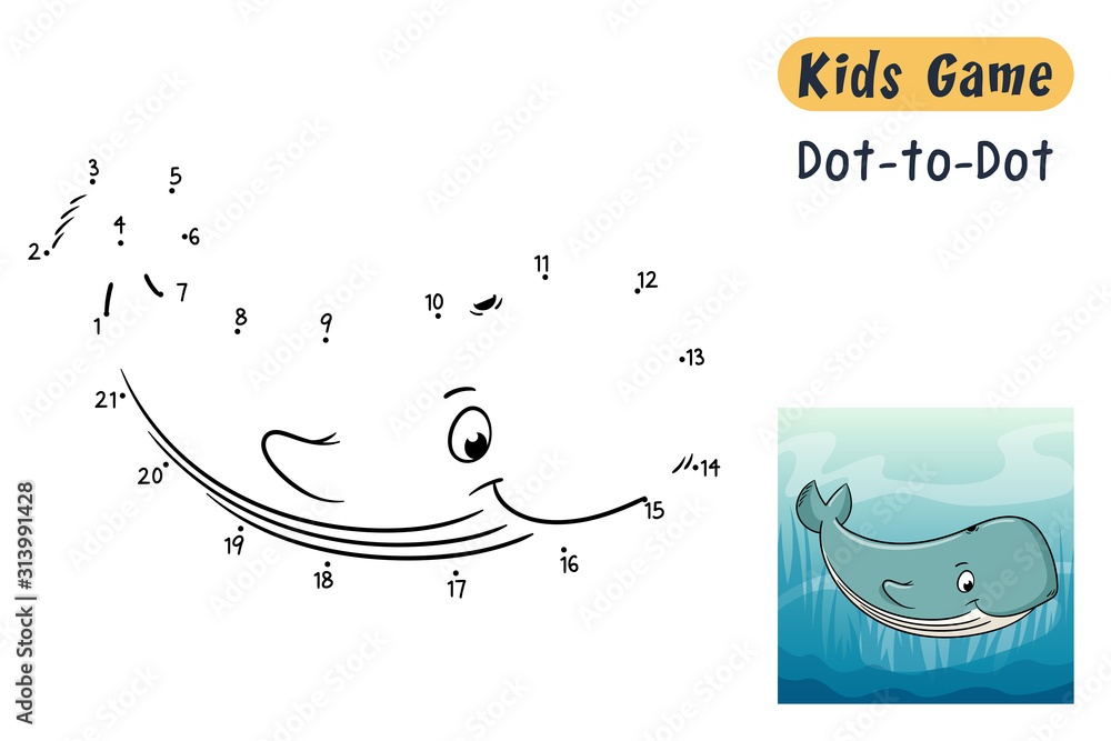 Connect the dots. Funny cartoon game for kids, with solution. Vector ...