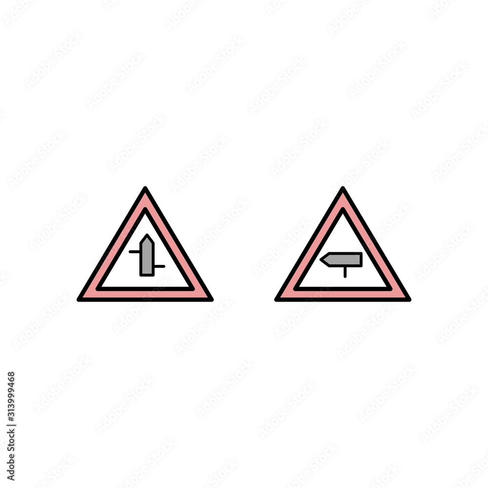 2 Road signs Icons Sheet Isolated On White Background... Stock ...