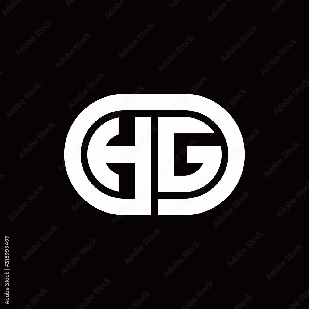 HG monogram logo with an oval style on a black background Stock Vector ...