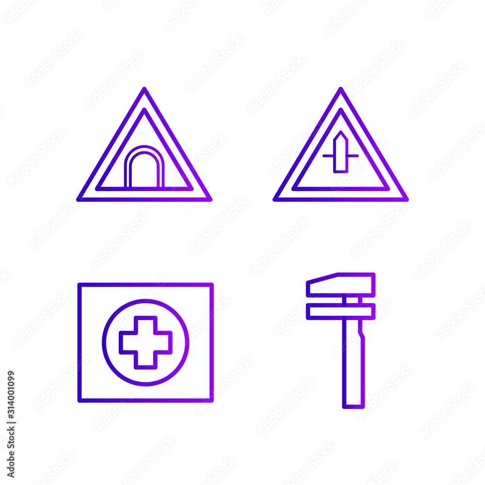 4 Road signs Icons Sheet Isolated On White Background... Stock ...