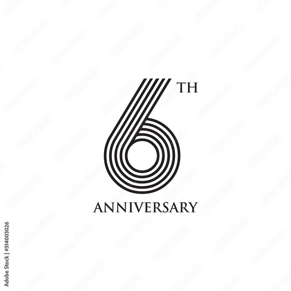 6th year anniversary emblem logo design vector template Stock Vector ...