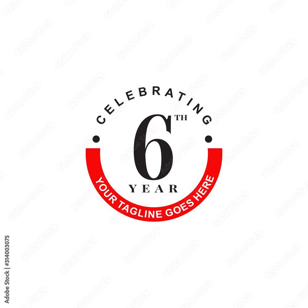 6th year anniversary emblem logo design vector template Stock Vector ...