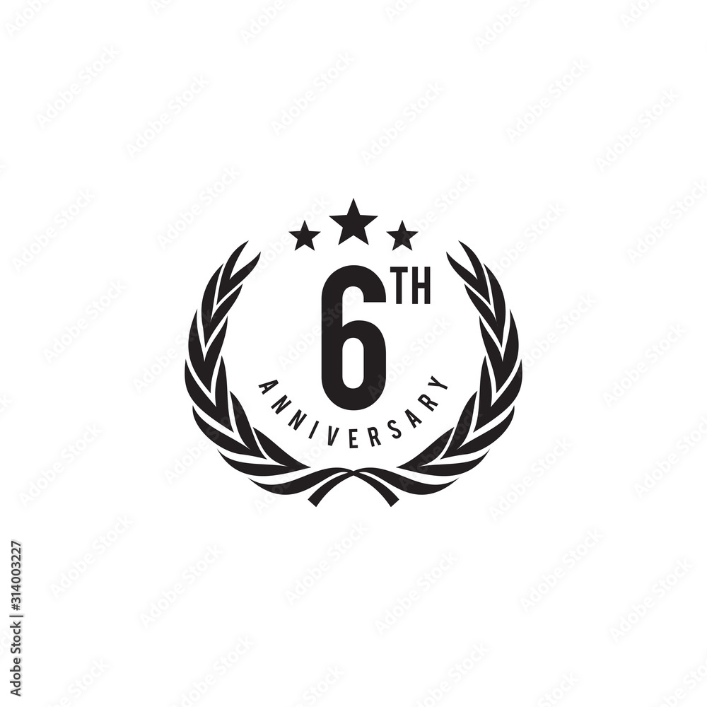 6th year anniversary emblem logo design vector template Stock Vector ...