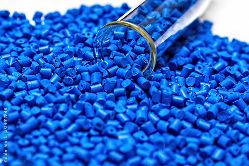Polymeric dye. Colorant for plastics. Pigment in the granules. Stock ...