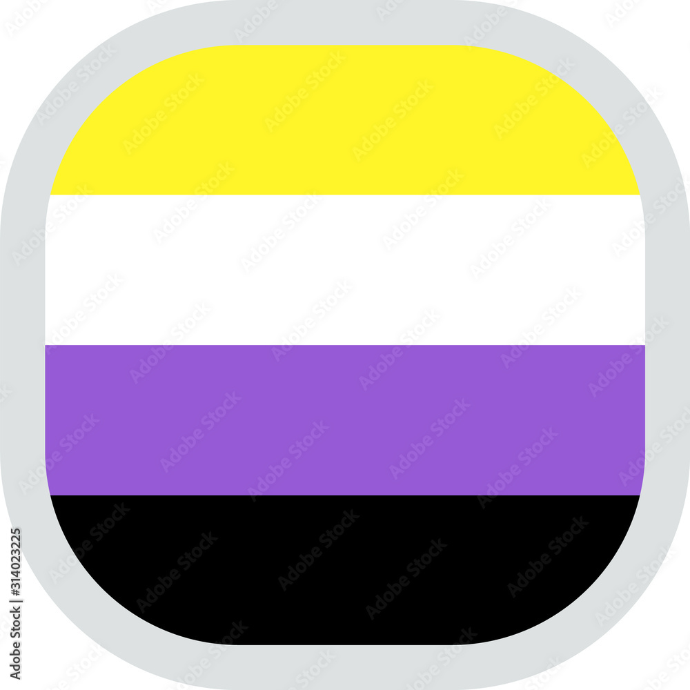 Non-binary gender flag, rounded square shape icon on white background ...