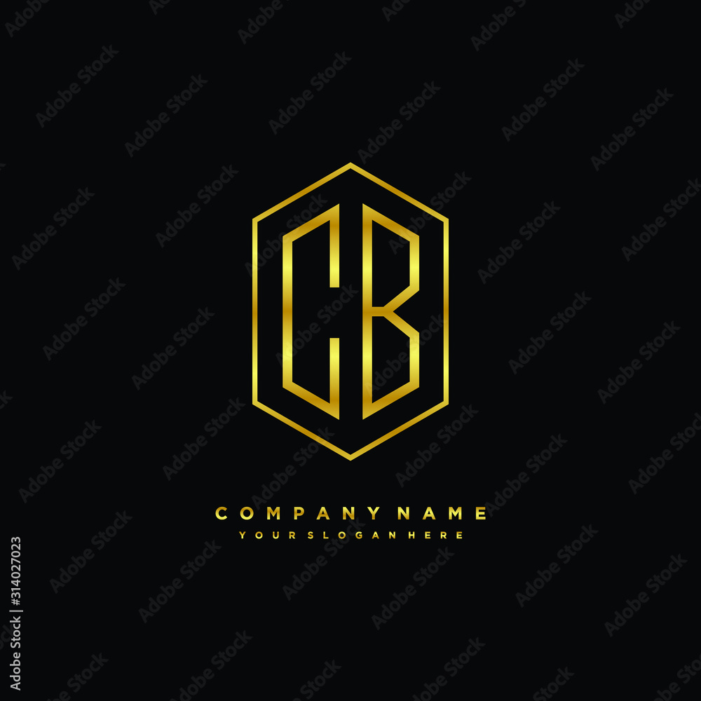 Letter CB logo minimalist luxury gold color Stock Vector | Adobe Stock